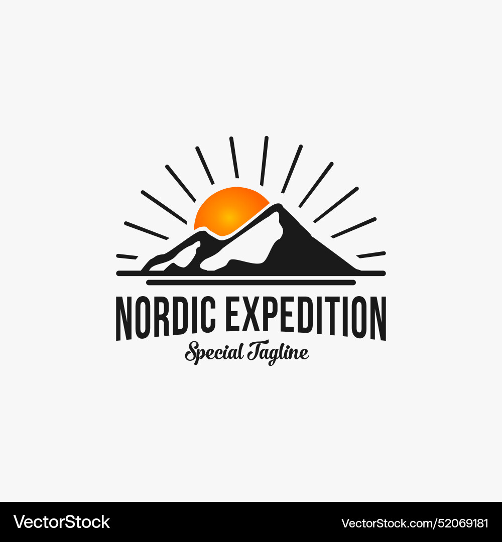 Vintage mountain expedition logo template Vector Image