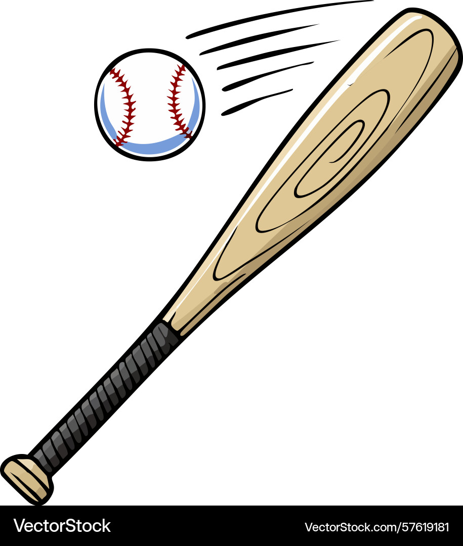 Wooden baseball bat and ball Royalty Free Vector Image