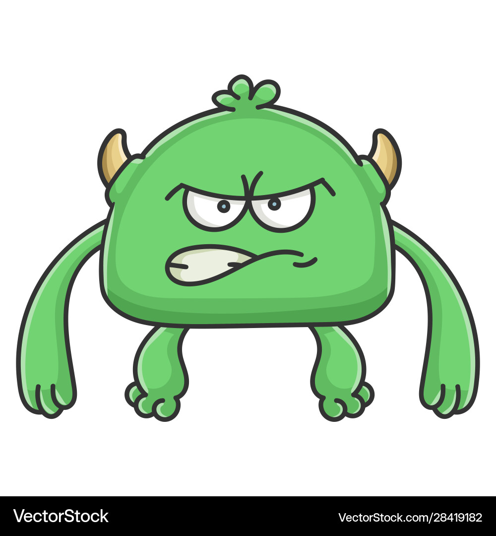 Angry green goblin cartoon monster Royalty Free Vector Image