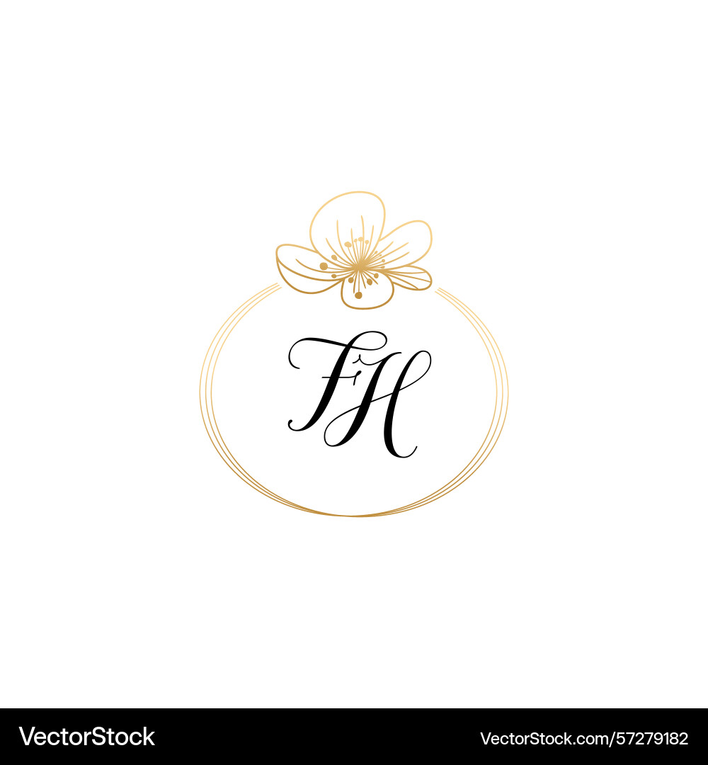Botanical monogram logos with initial fh Vector Image