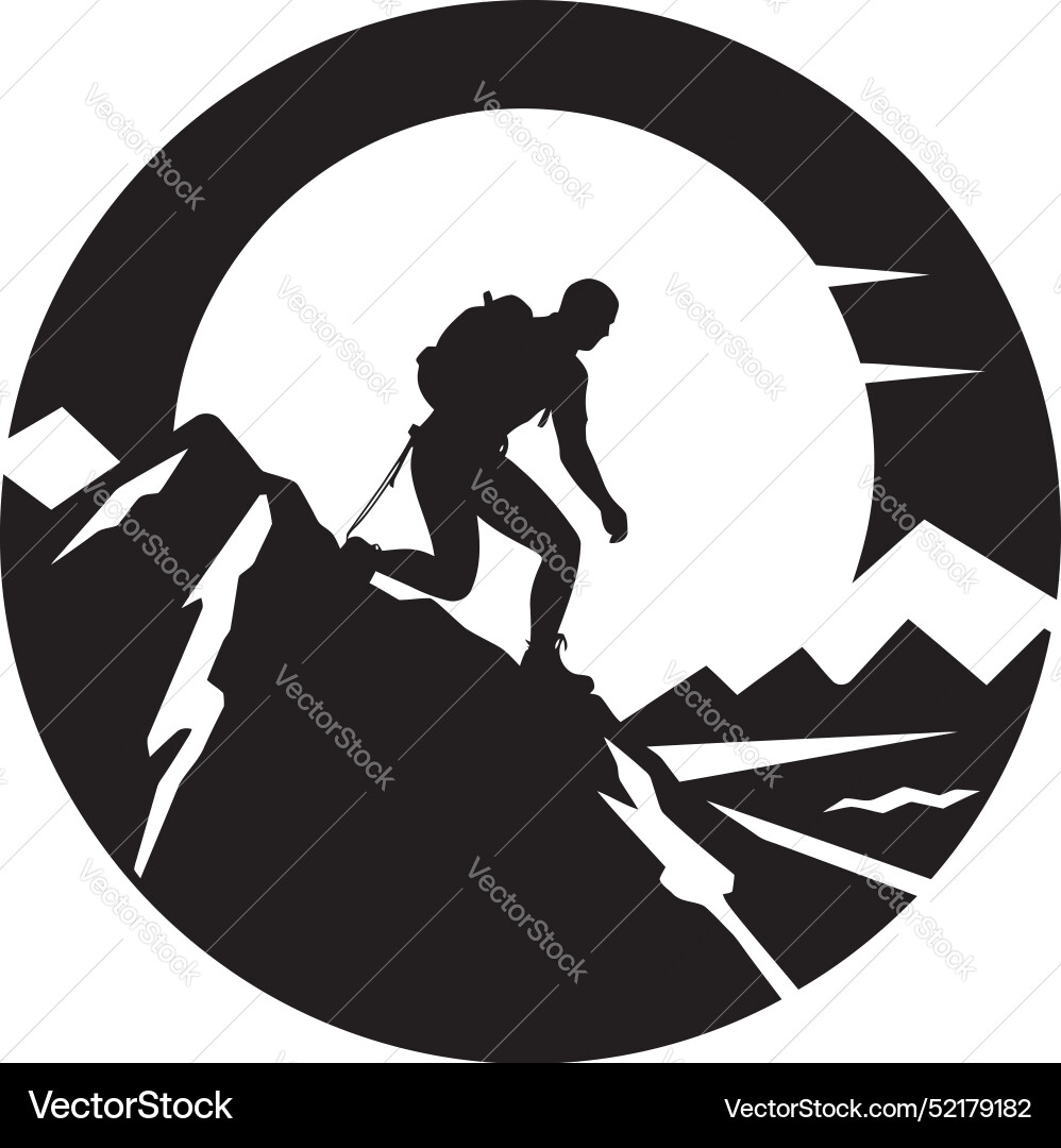 Climb conquer man climbing mountain design Vector Image