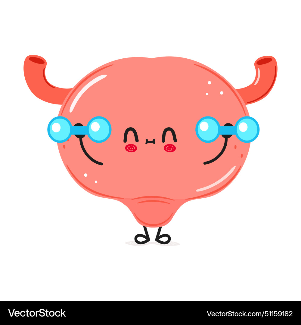 Cute funny bladder character with dumbbells Vector Image