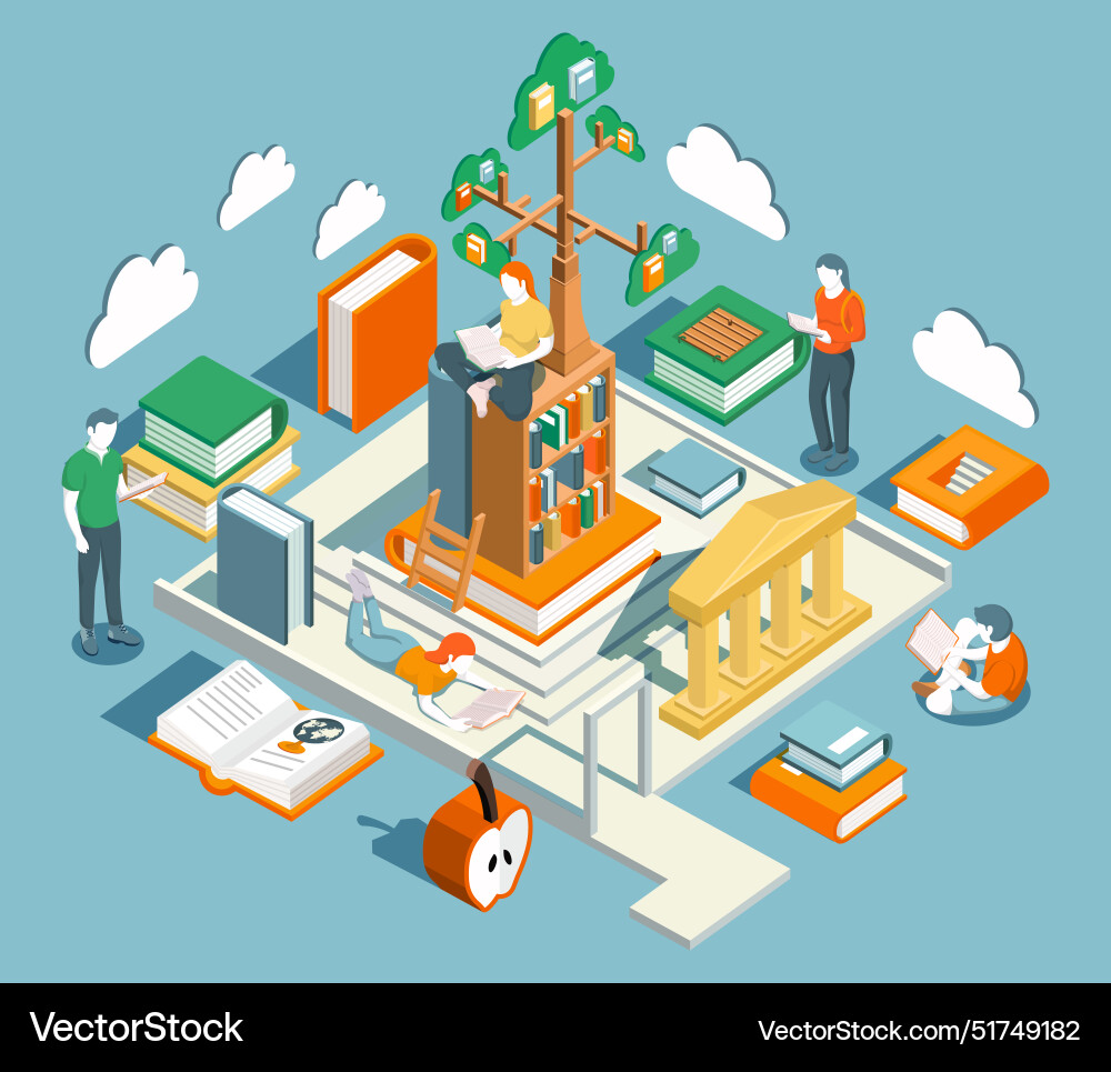 Educational isometric flat design Royalty Free Vector Image