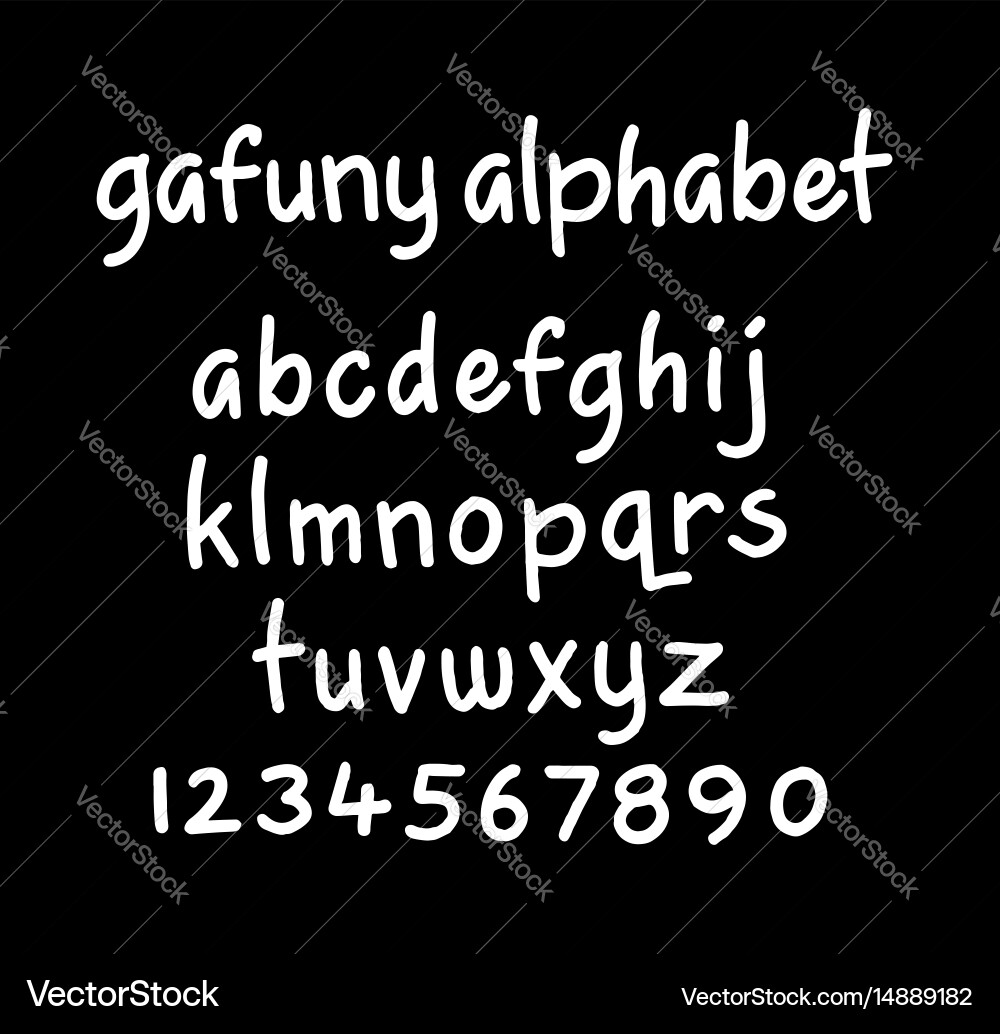 Gafuny alphabet typography Royalty Free Vector Image