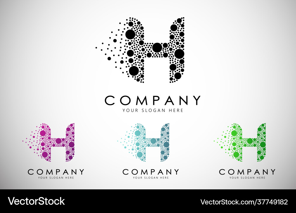H dots letter logo set with dispersion effect Vector Image