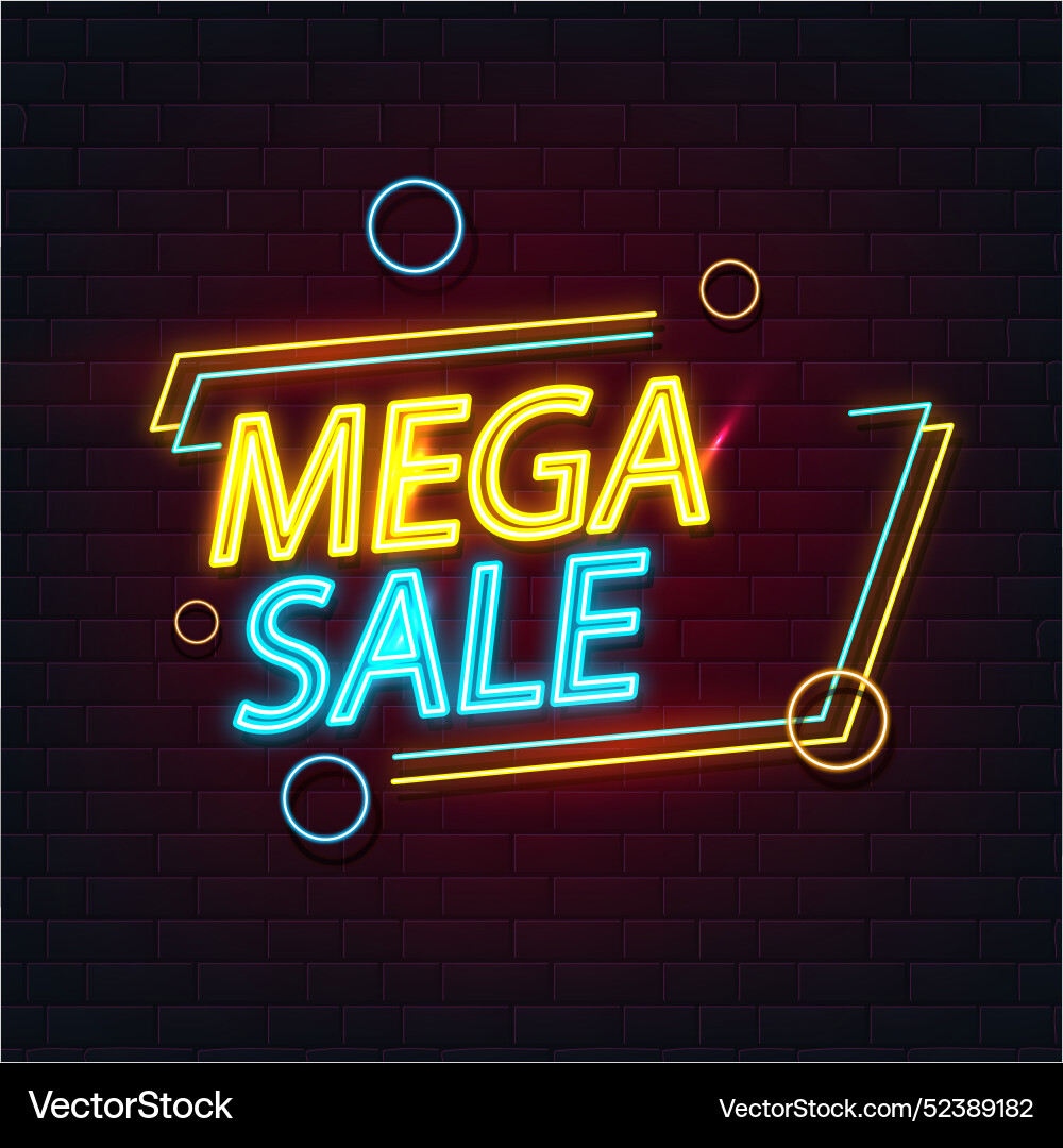 Neon design with sale sign Royalty Free Vector Image