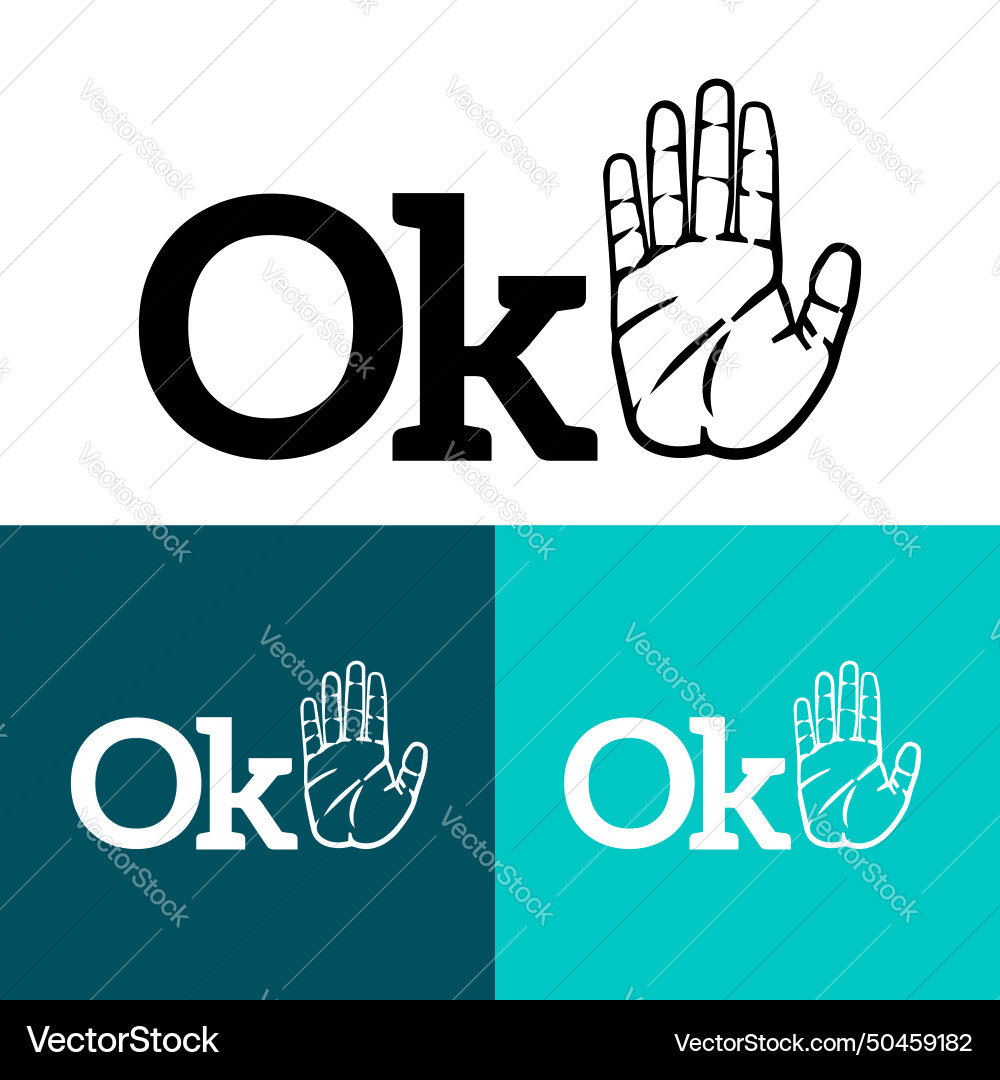 Ok sign - hand with symbol Royalty Free Vector Image