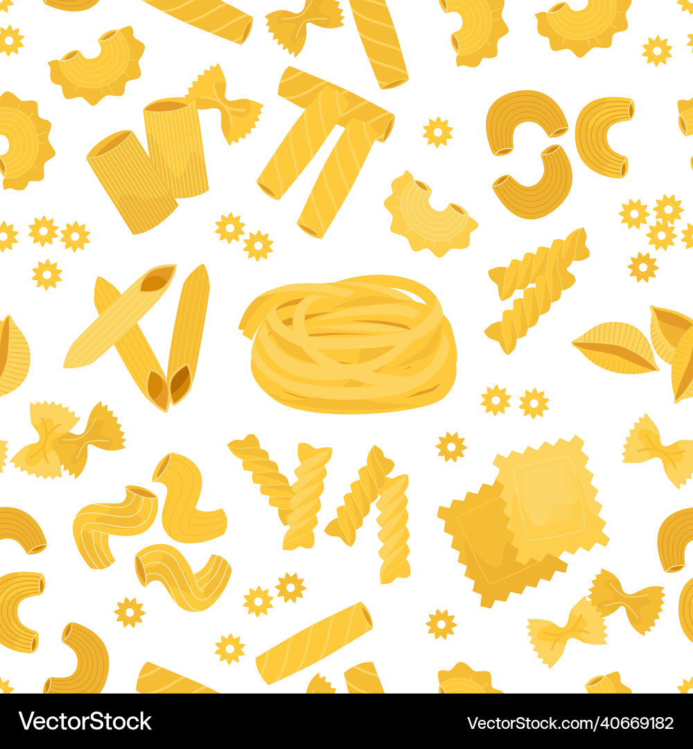 Pasta pattern seamless print with doodle italian Vector Image