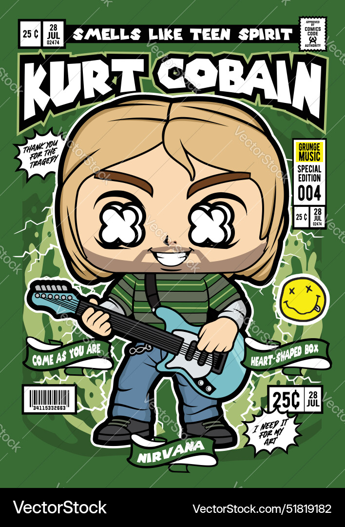 Pop art kurt cobain Royalty Free Vector Image - VectorStock