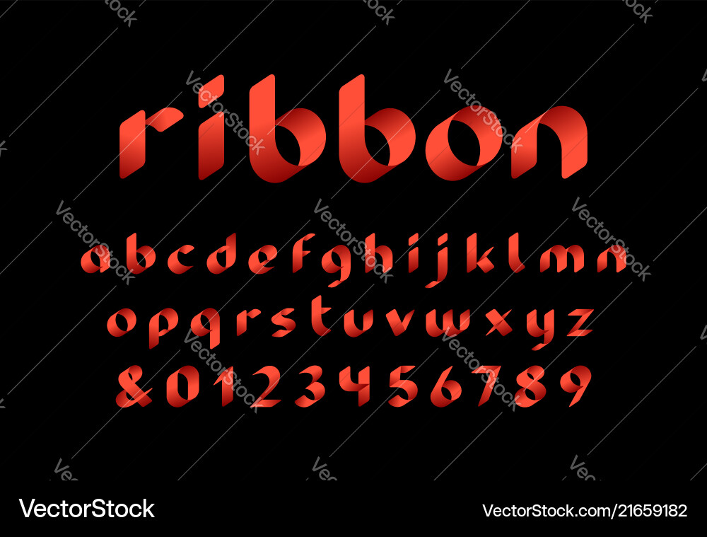 Ribbon font alphabet with lowercase letters Vector Image