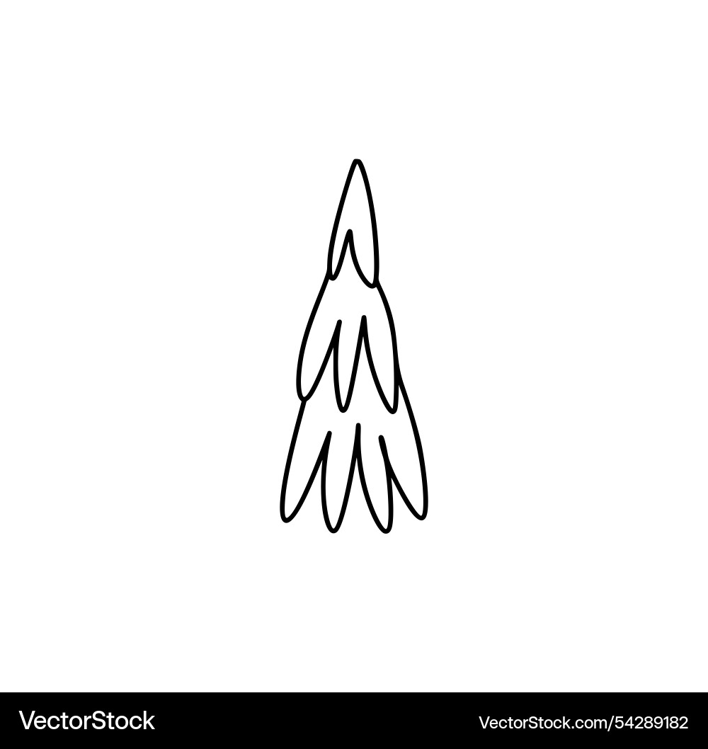 Simple christmas tree icon line drawing Royalty Free Vector