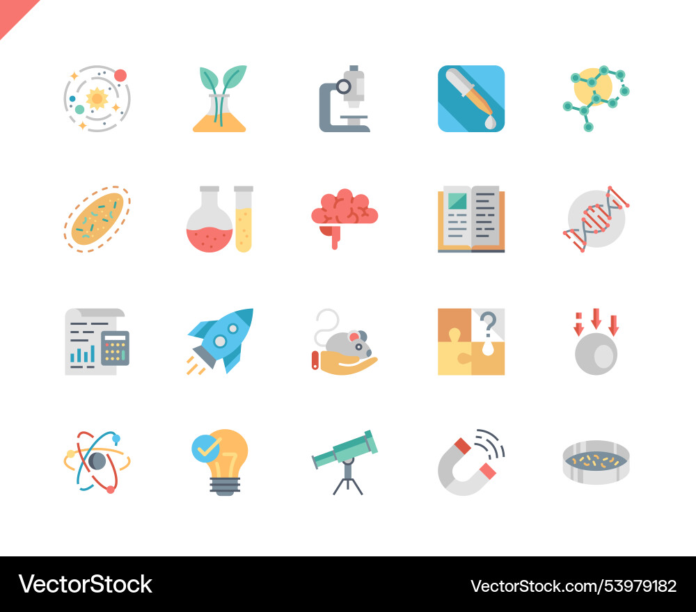 Simple set science flat icons for website Vector Image
