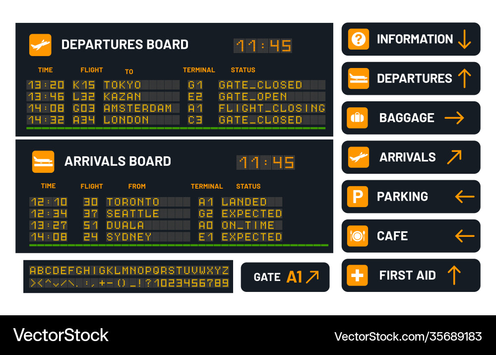 Airport board set for announcing flight Royalty Free Vector