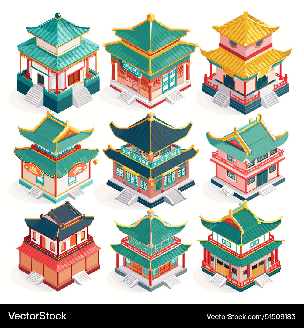 Collection traditional chinese buildings featuring
