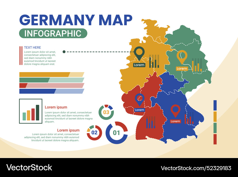 Flat design germany map infographic Royalty Free Vector