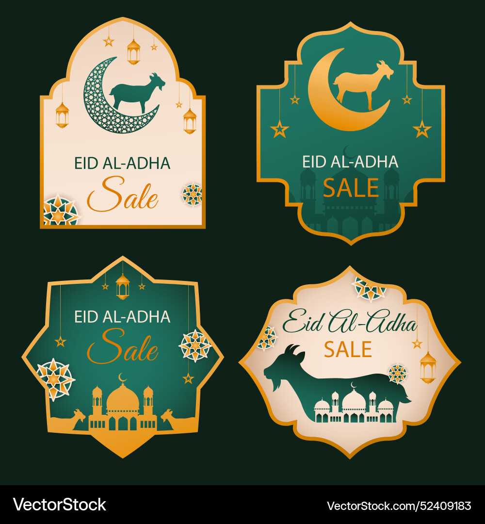 Gradient eid al-adha badges Royalty Free Vector Image