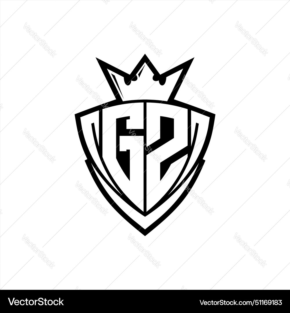 Gz letter logo with sharp triangle shield shape Vector Image