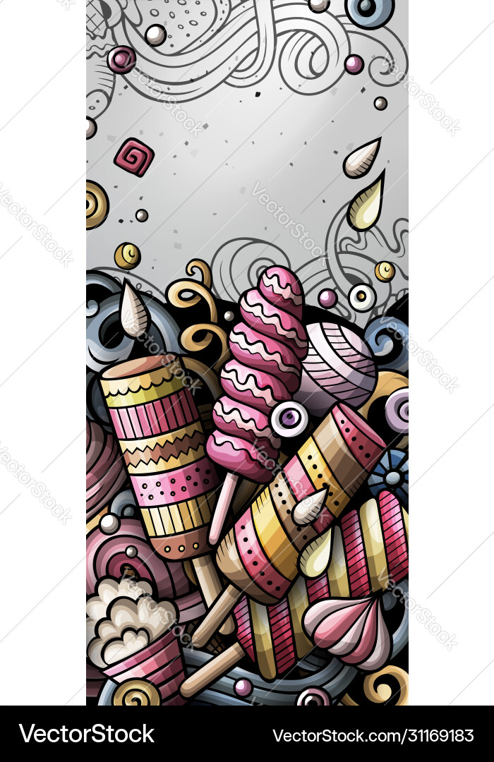 Ice cream hand drawn doodle banner cartoon Vector Image