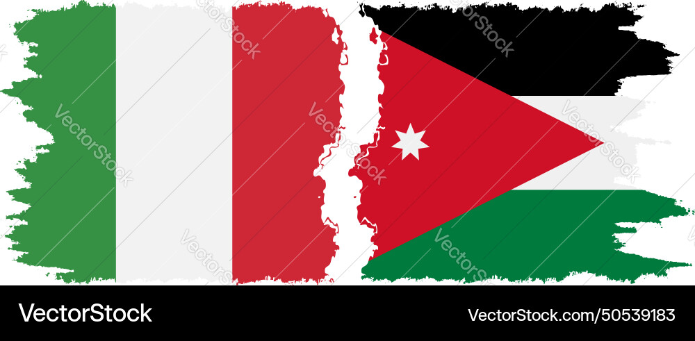 Jordan and italy grunge flags connection Vector Image