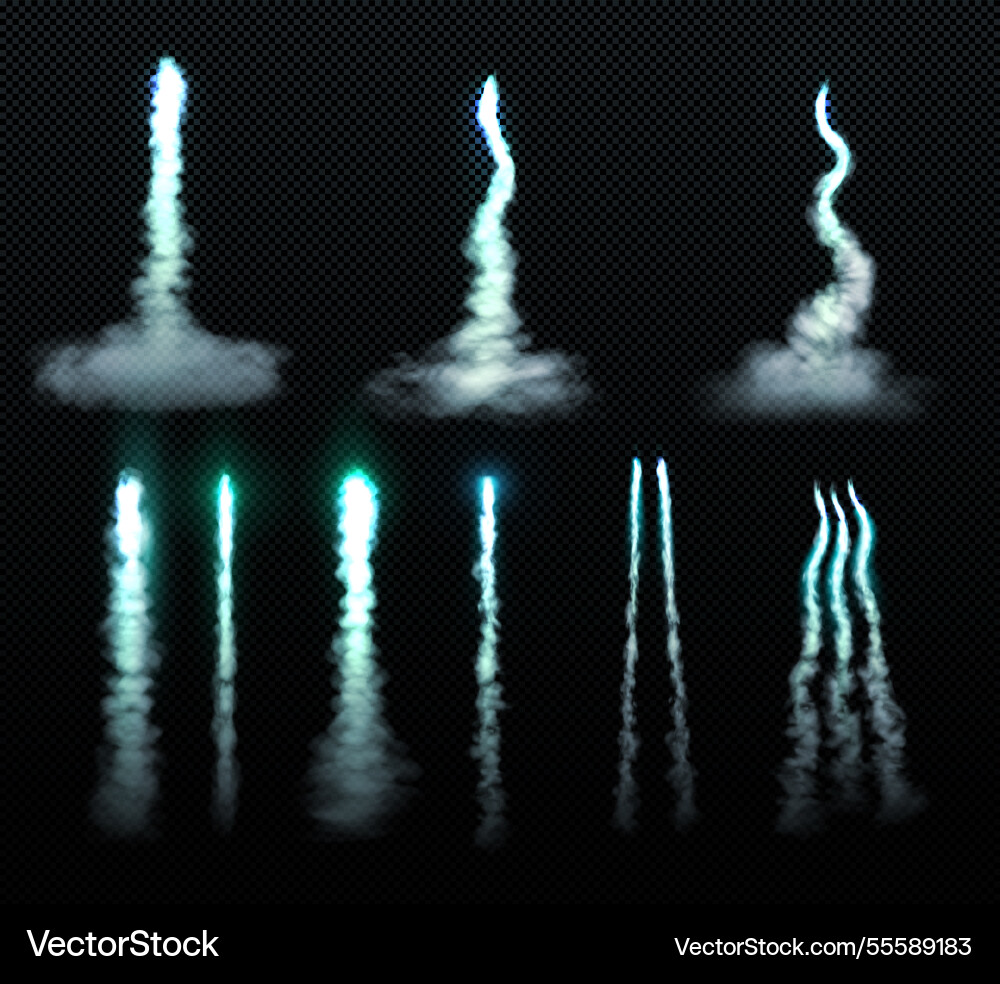Rocket or jet aircraft smoke vertical trail Vector Image