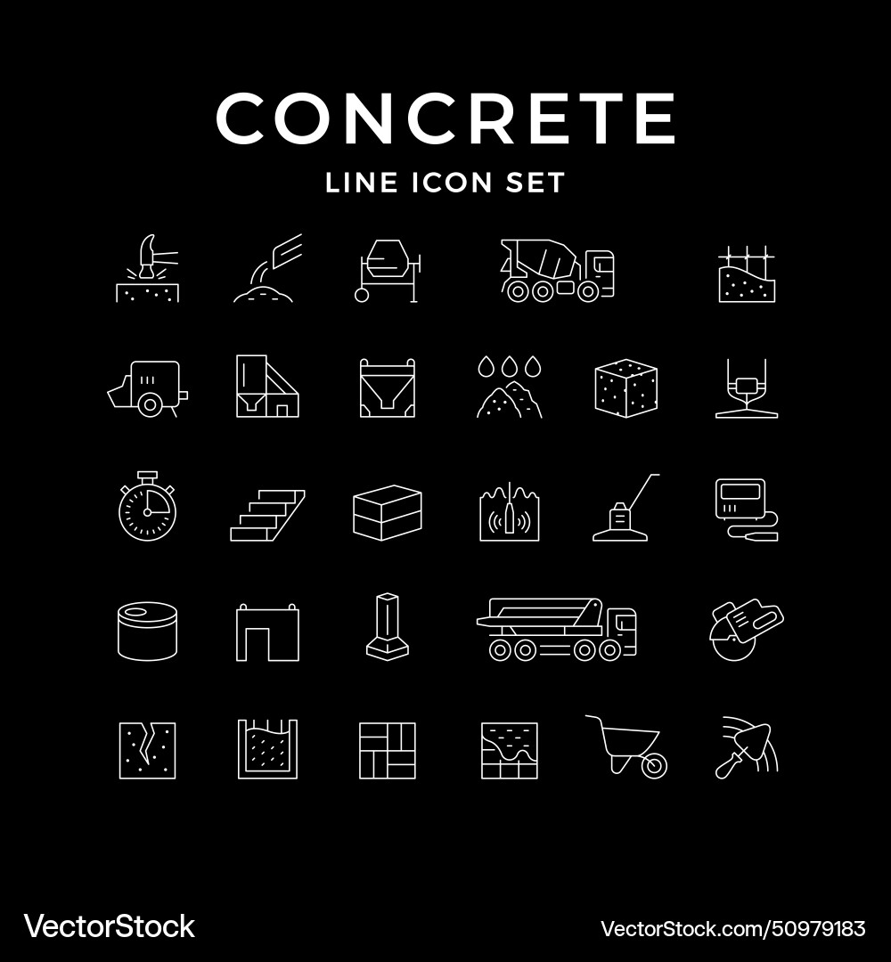 Set line icons of concrete Royalty Free Vector Image