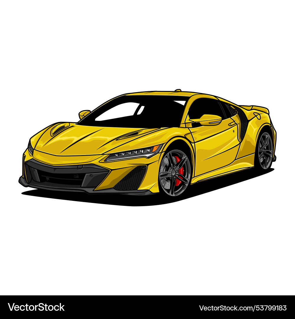 Yellow car nsx type-s nc1 Royalty Free Vector Image