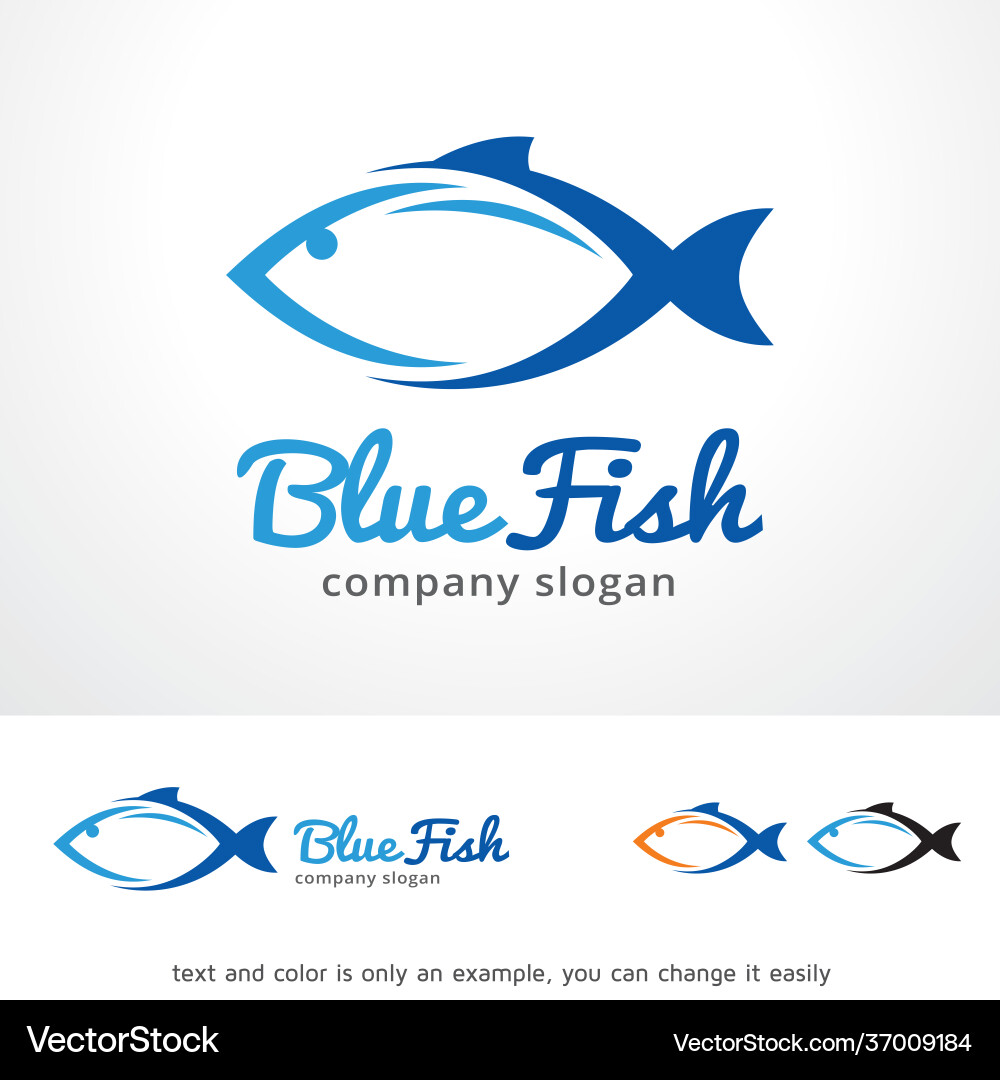 Blue fish logo template design Royalty Free Vector Image