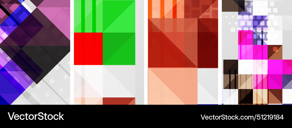 Colorful geometric art with squares and triangles Vector Image