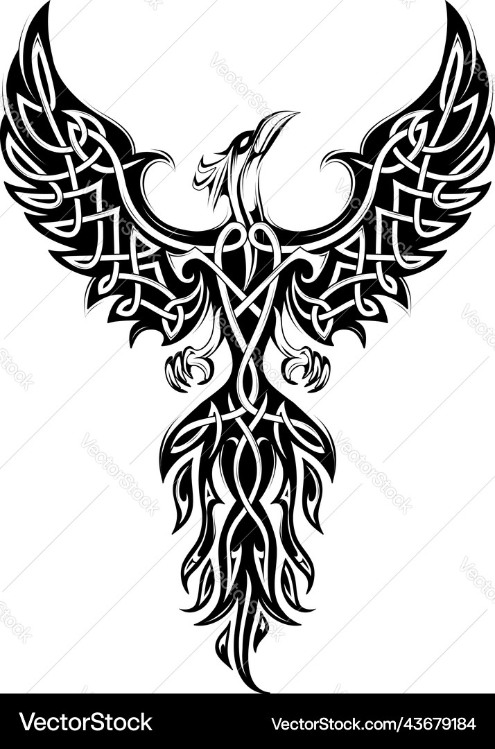 Elegant phoenix tattoo Royalty Free Vector Image