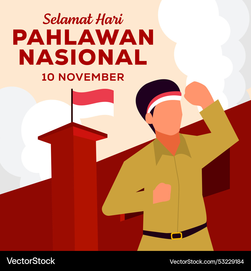 Flat design style hari pahlawan nasional Vector Image