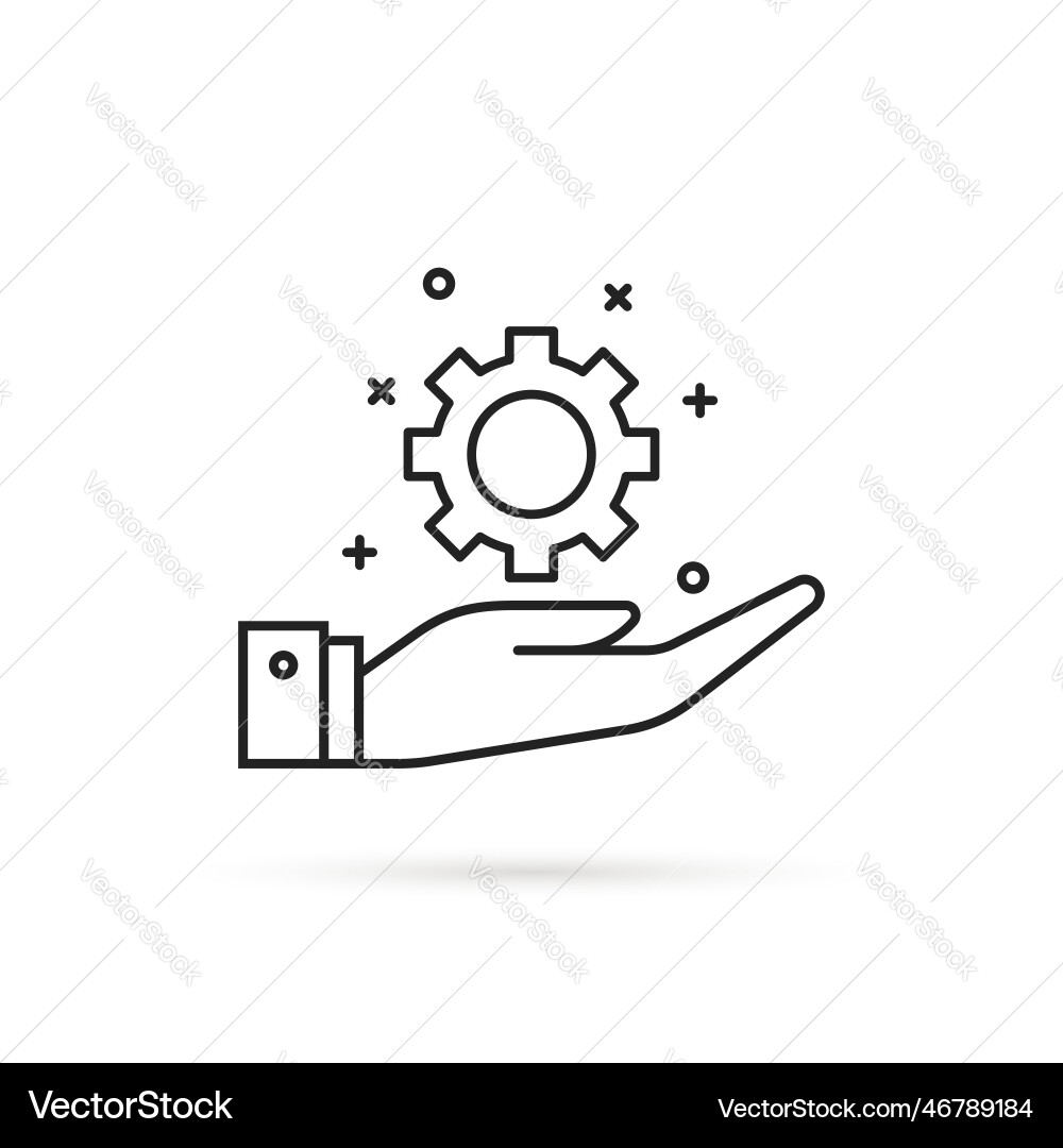 Hand holding thin line gear like engineering Vector Image