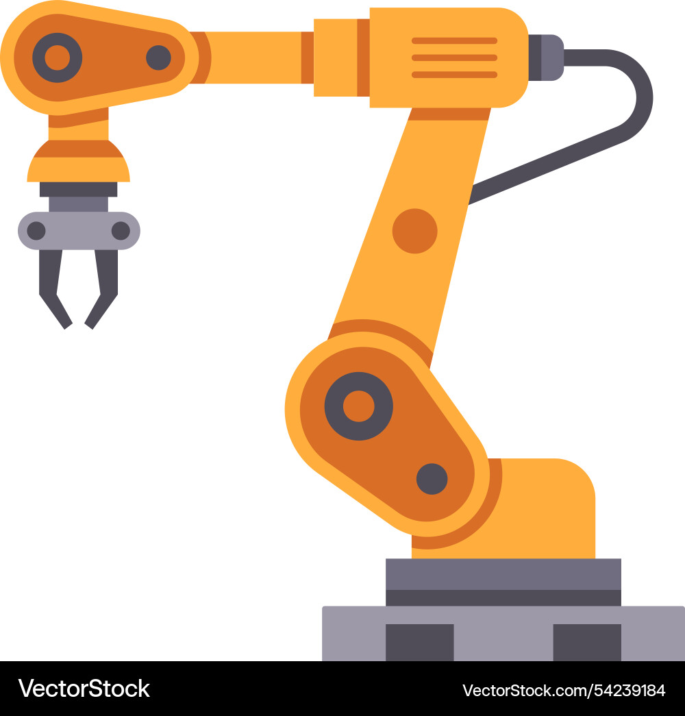 Industrial robotic arm lifting an object Vector Image