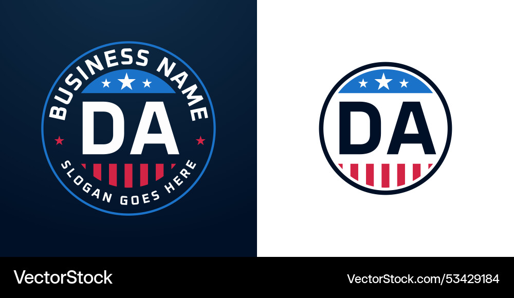 Patriotic da logo design letter Royalty Free Vector Image