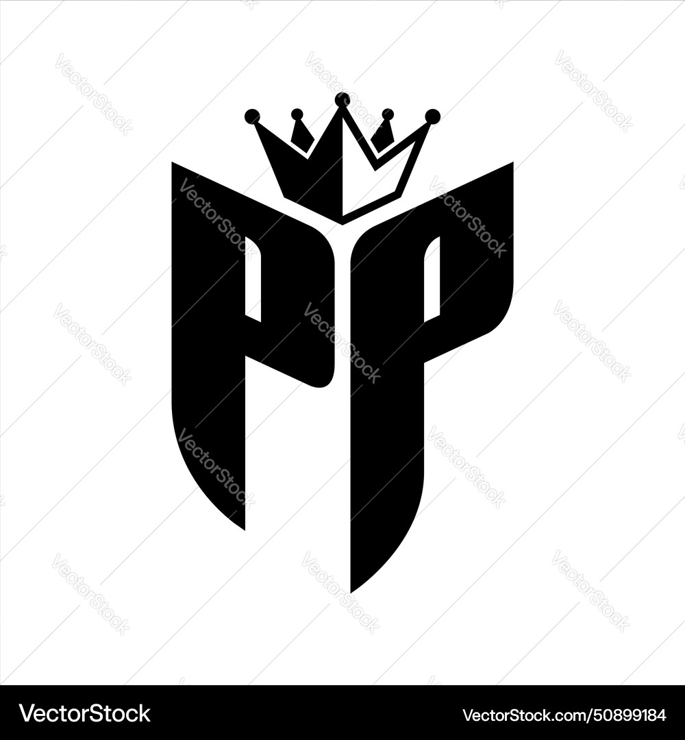 Pp letter monogram with shield shape crown Vector Image