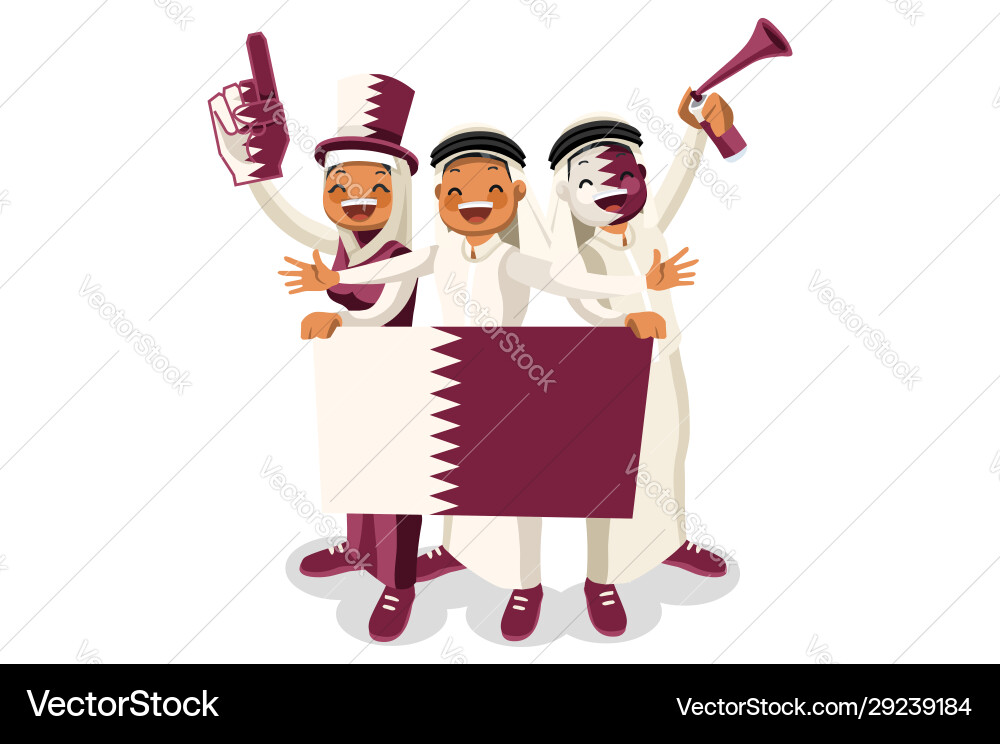 Qatar flag qatari people Royalty Free Vector Image