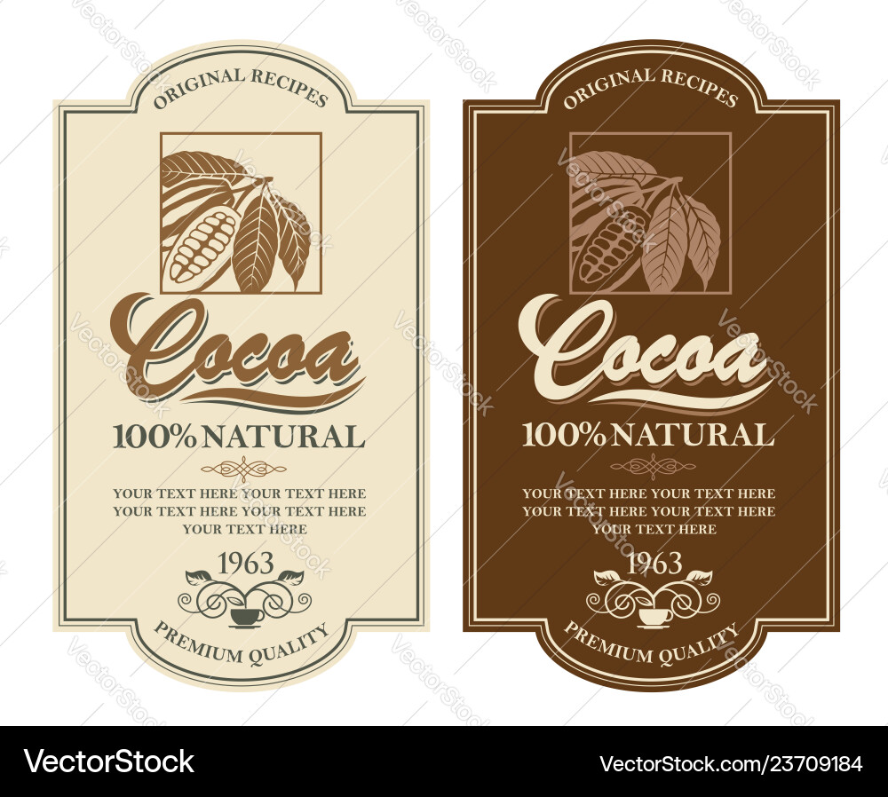 Set of cocoa labels Royalty Free Vector Image - VectorStock
