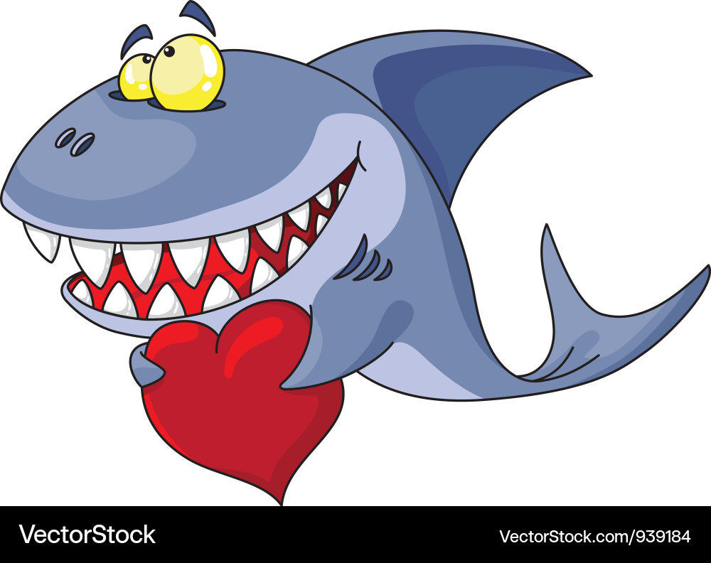 Shark and heart Royalty Free Vector Image - VectorStock