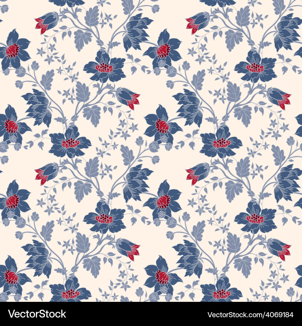 Vintage Blue Floral Pattern Royalty Free Vector Image
