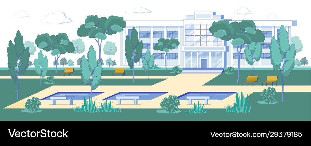 Architecture university building and campus park Vector Image