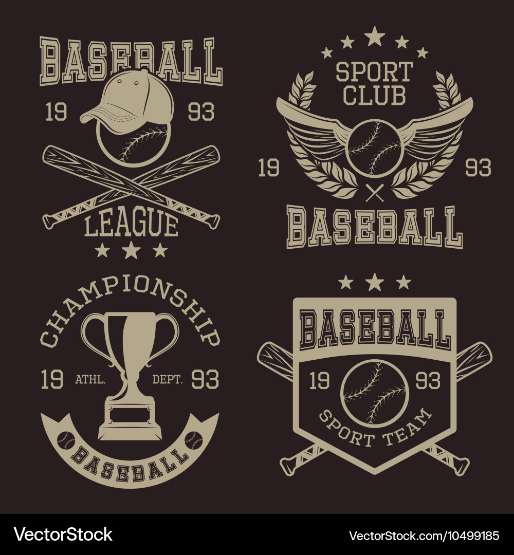 Baseball typographic emblems Royalty Free Vector Image