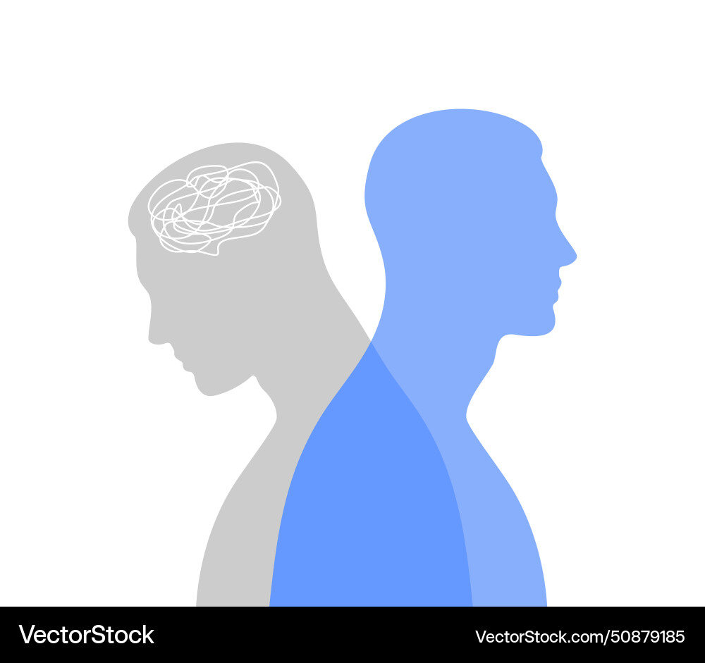 Blue male silhouette in profile Royalty Free Vector Image
