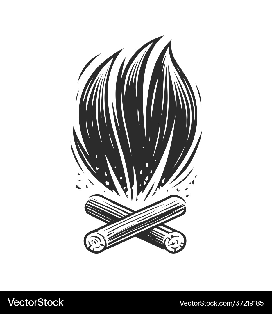 Campfire Flames, Wood Burning Royalty Free Vector Image