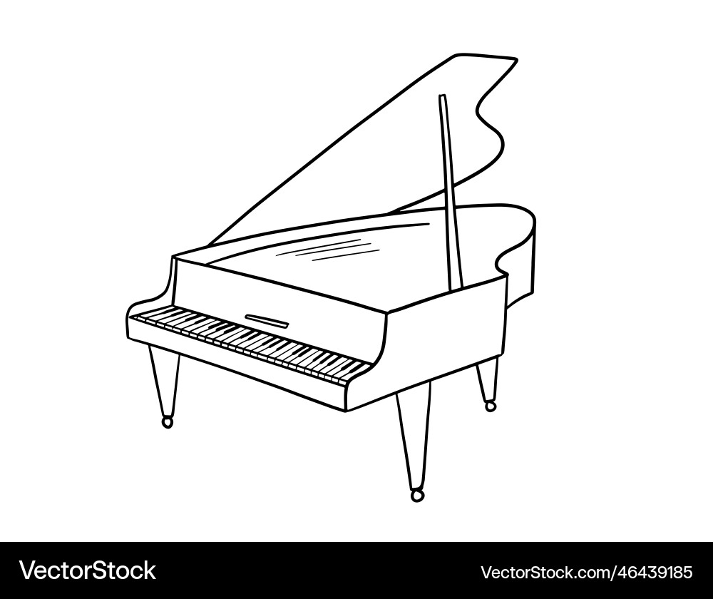 Grand piano doodle outline Royalty Free Vector Image