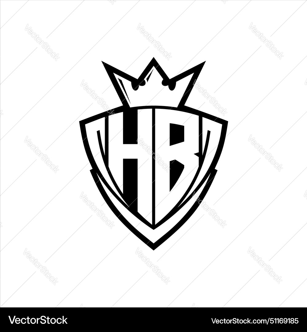 Hb letter logo with sharp triangle shield shape Vector Image
