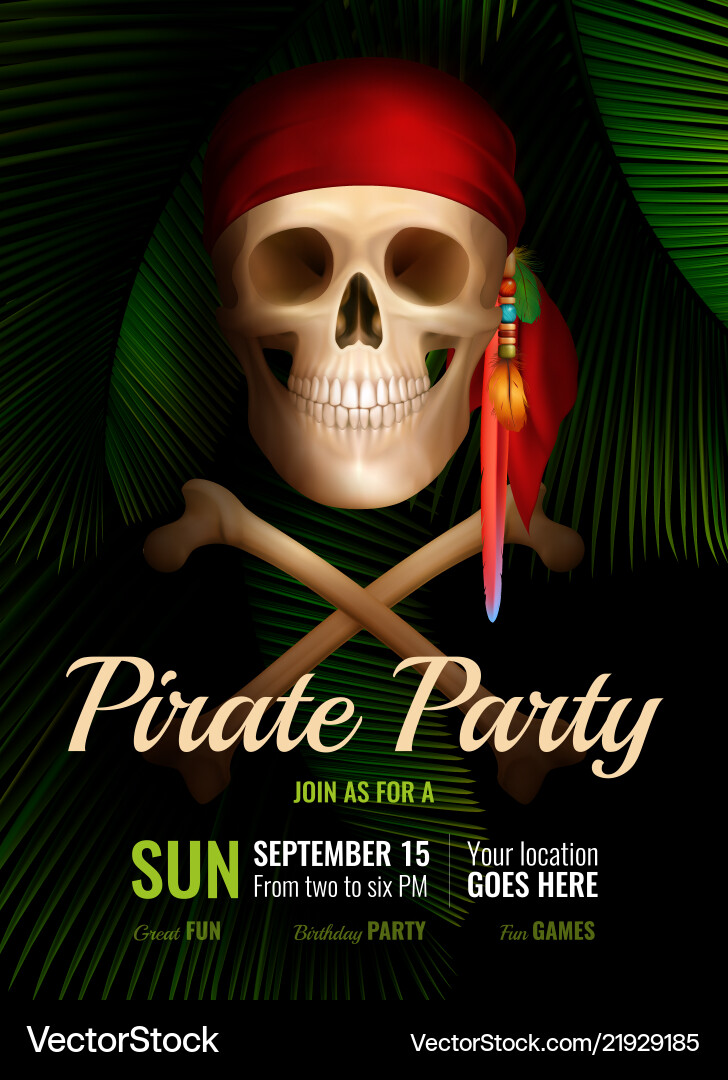 Pirate party realistic poster Royalty Free Vector Image