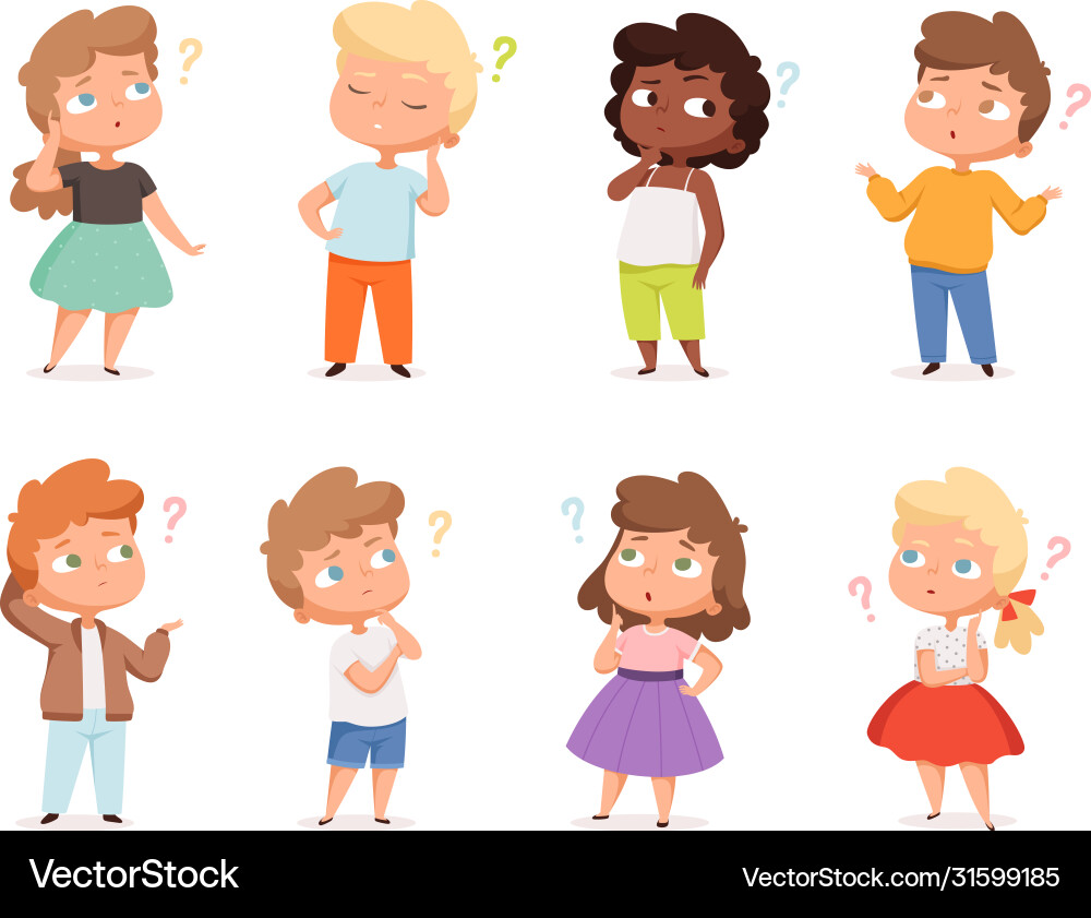 Questioning Kids - Smart & Curious Royalty Free Vector