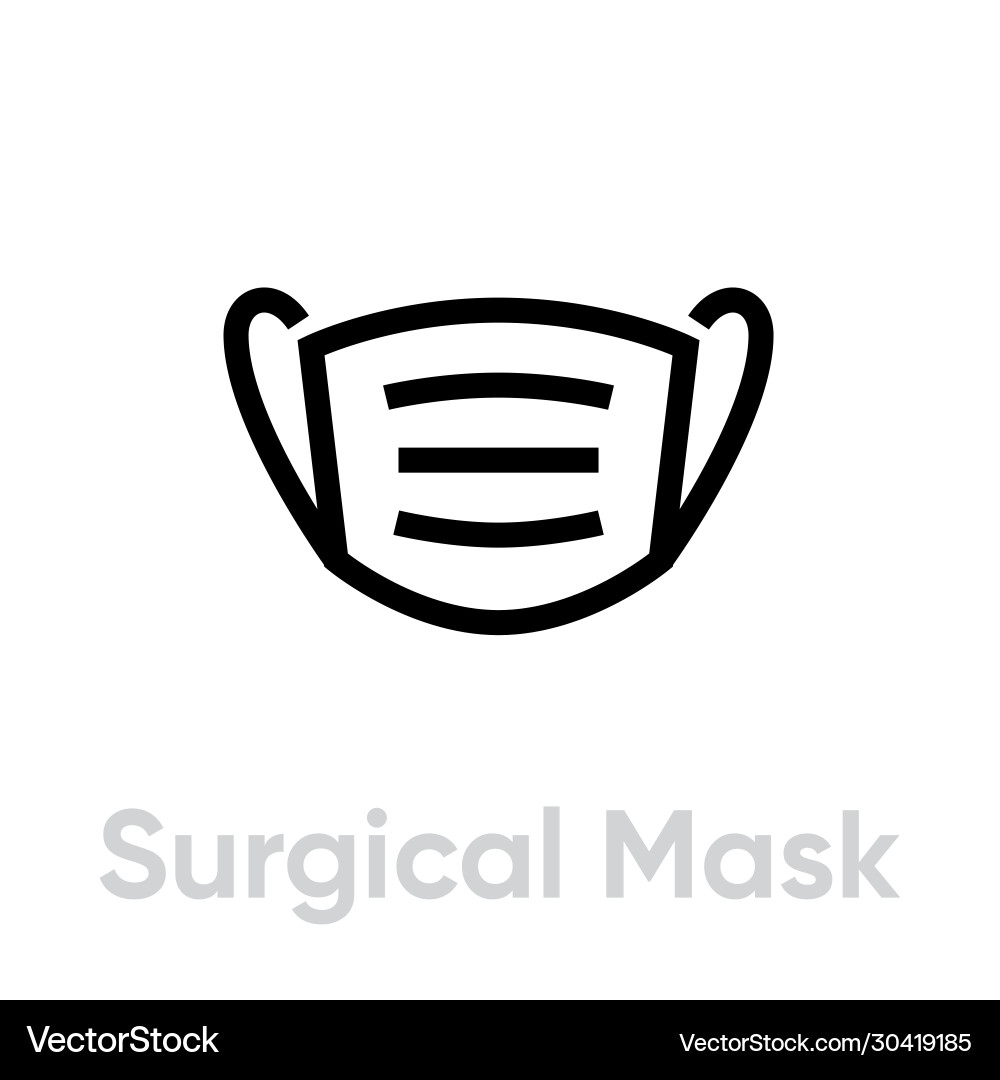 Surgical Mask Icon - Editable Line Art Royalty Free Vector