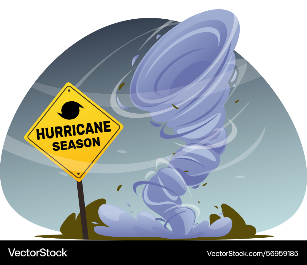 Tornado warning sign road banner reads hurricane Vector Image