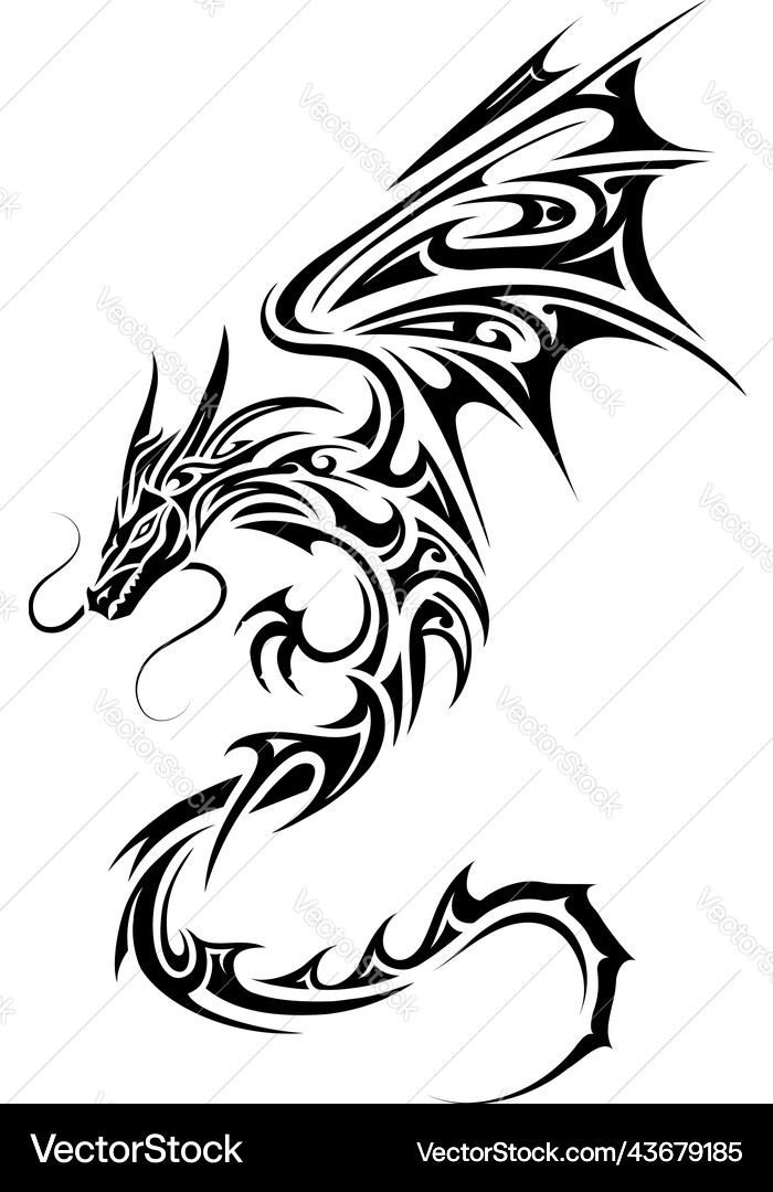 Tribal art dragon tattoo Royalty Free Vector Image