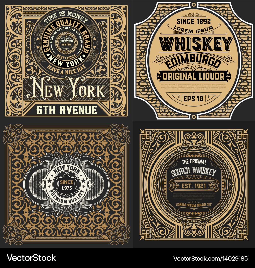 Vintage cards set western style Royalty Free Vector Image